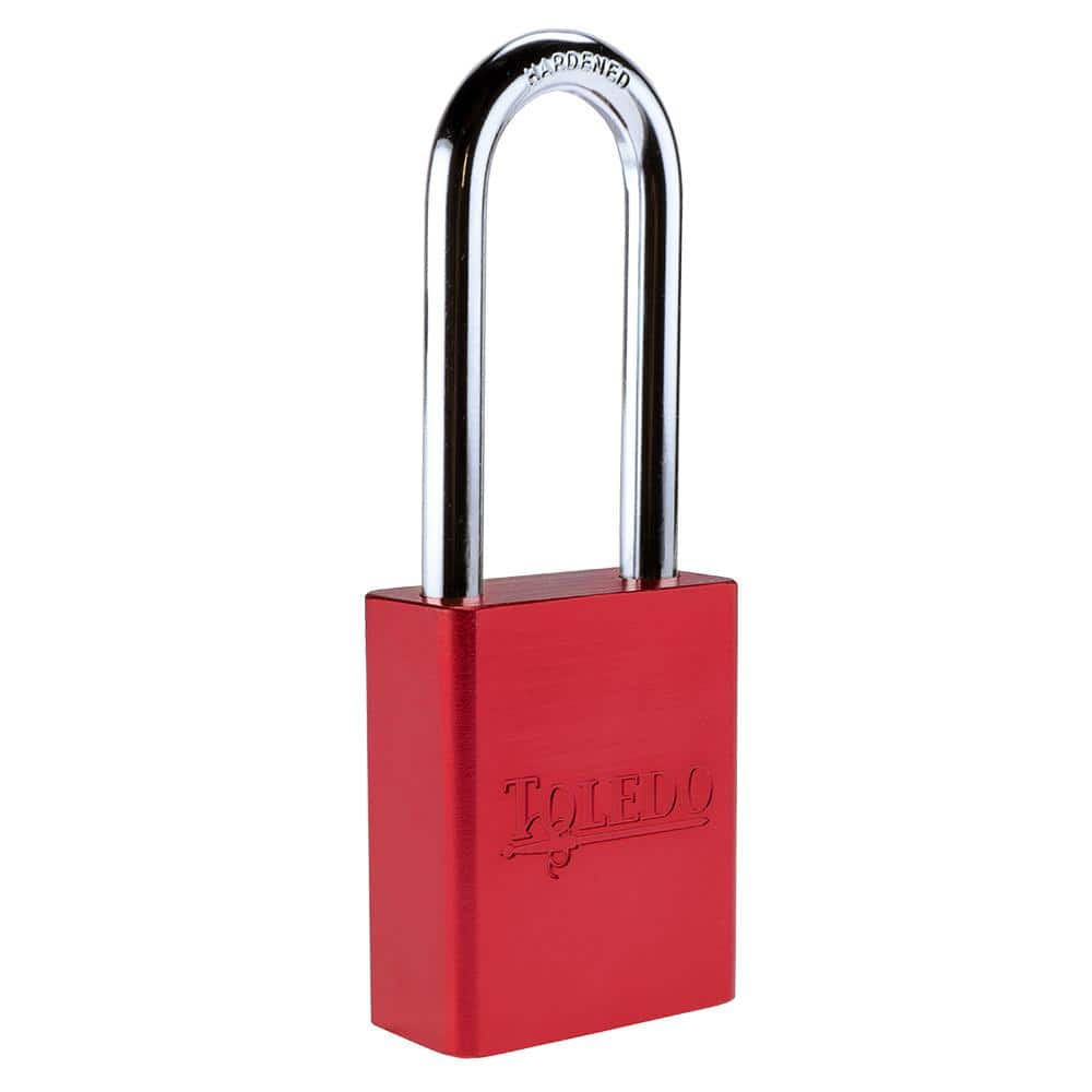 TOLEDO Black solid aluminum 50 mm Keyed Padlock in Red with Long ...