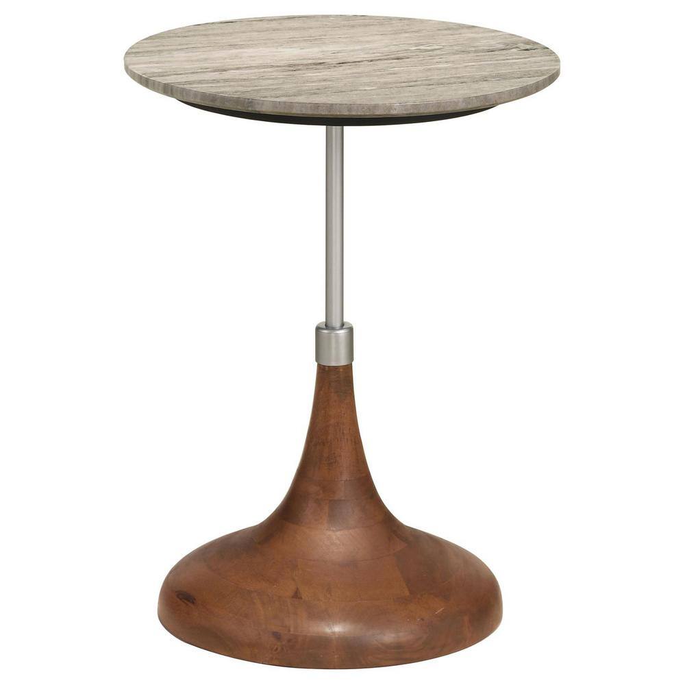 Coaster Alicia 17.5 in. Antique White Round Marble Top End Table 930252 ...