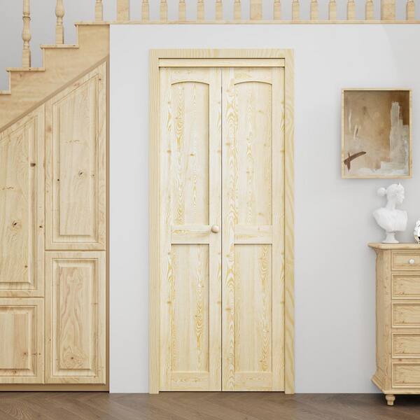 ARK DESIGN 30 in. x 80 in. Arch Panel 2-Lite Solid Core Unfinished Pine ...