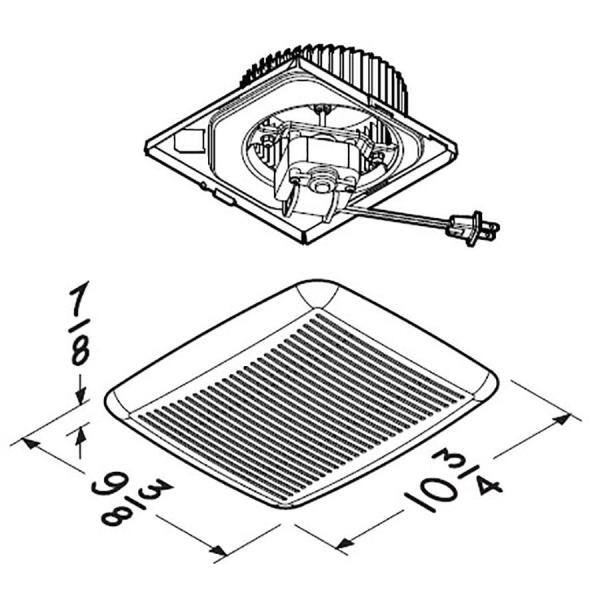 QuicKit 60 CFM 3.0 Sones Bathroom Replacement Motor and Grille/Cover ...