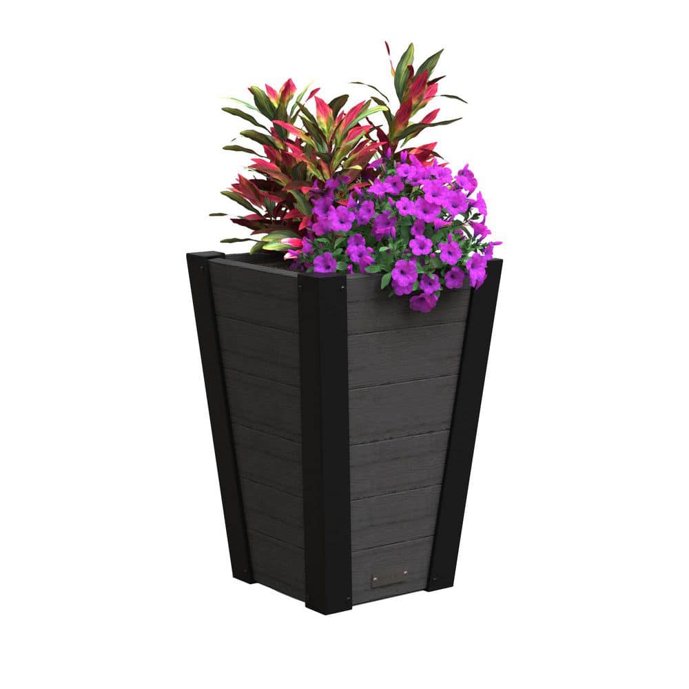 Mayne Horizon 22in Tall Charcoal Plastic Vinyl Square Outdoor Planter ...
