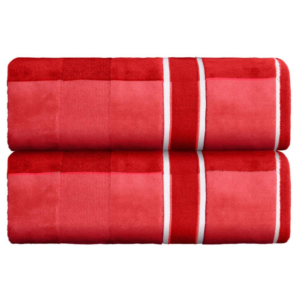 Lavish Home 2-Piece Luxury Cotton Bath Towels, Red 67-0023-BBS - The ...