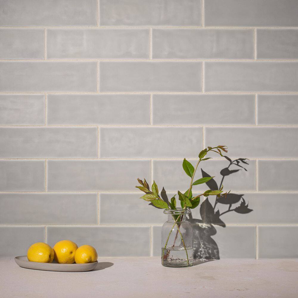 CRUZ BAY STUDIO Bedouin 3.5 in. x 12 in. Grey Matte Ceramic Subway Wall ...