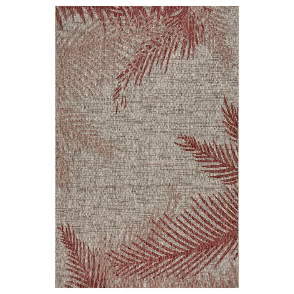 Camila Tropical Red/Beige 7 ft. 9 in. x 9 ft. 5 in. Palm Rectangle ...