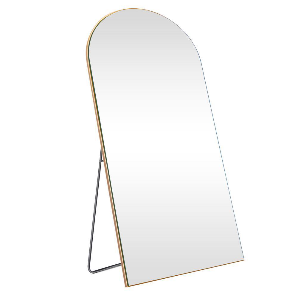 GOGEXX 32 in. W x 71 in. H Large Metal Gold Standing Mirror Arched Full ...