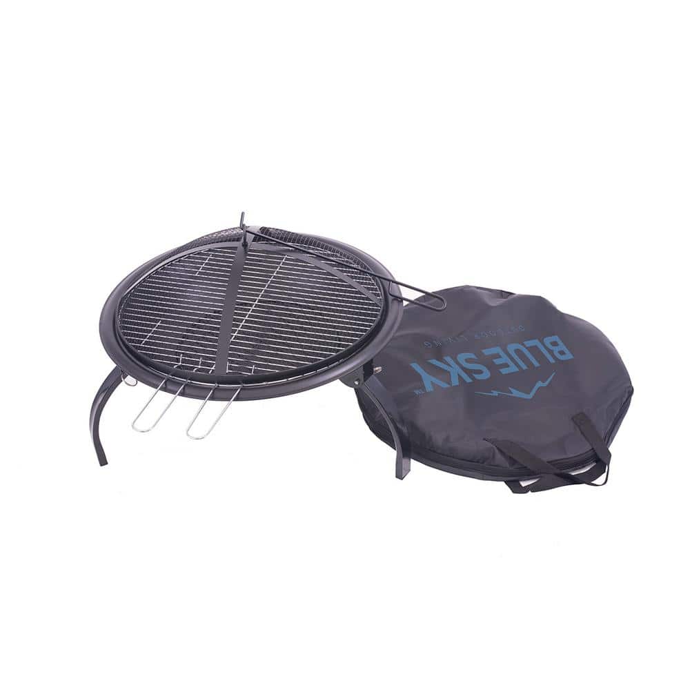 Buy 21.25 in. Round Steel Portable Wood Fire Pit with Folding Legs ...