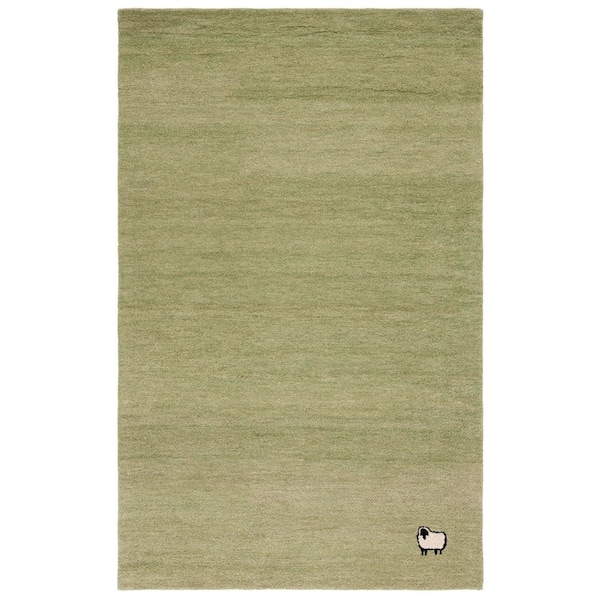 SAFAVIEH Himalaya 3 ft. x 5 ft. Light Green Solid Sheep Area Rug ...