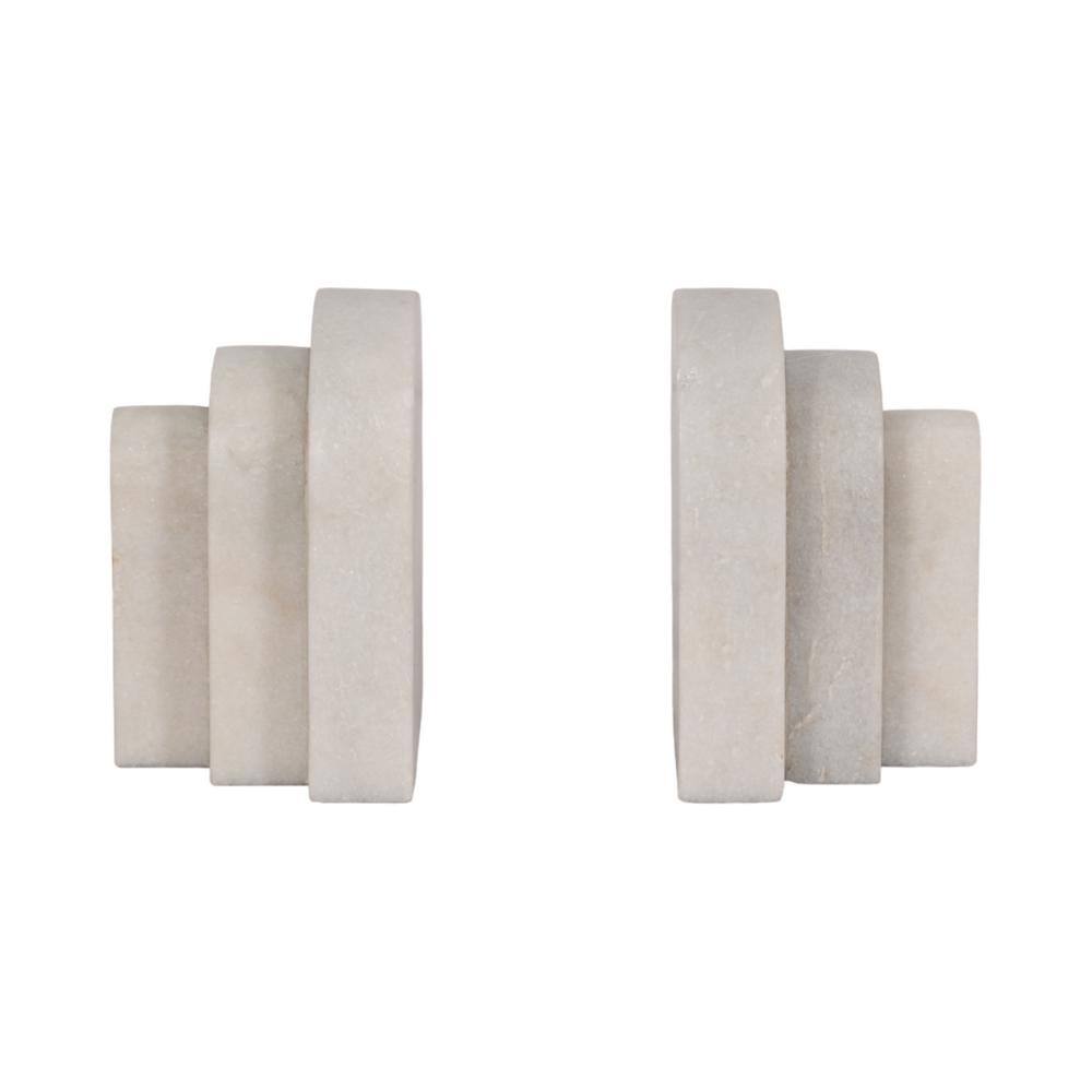 Liv & Skye White Layered Arches Marble Bookends (Set of 2) 17781 - The Home Depot