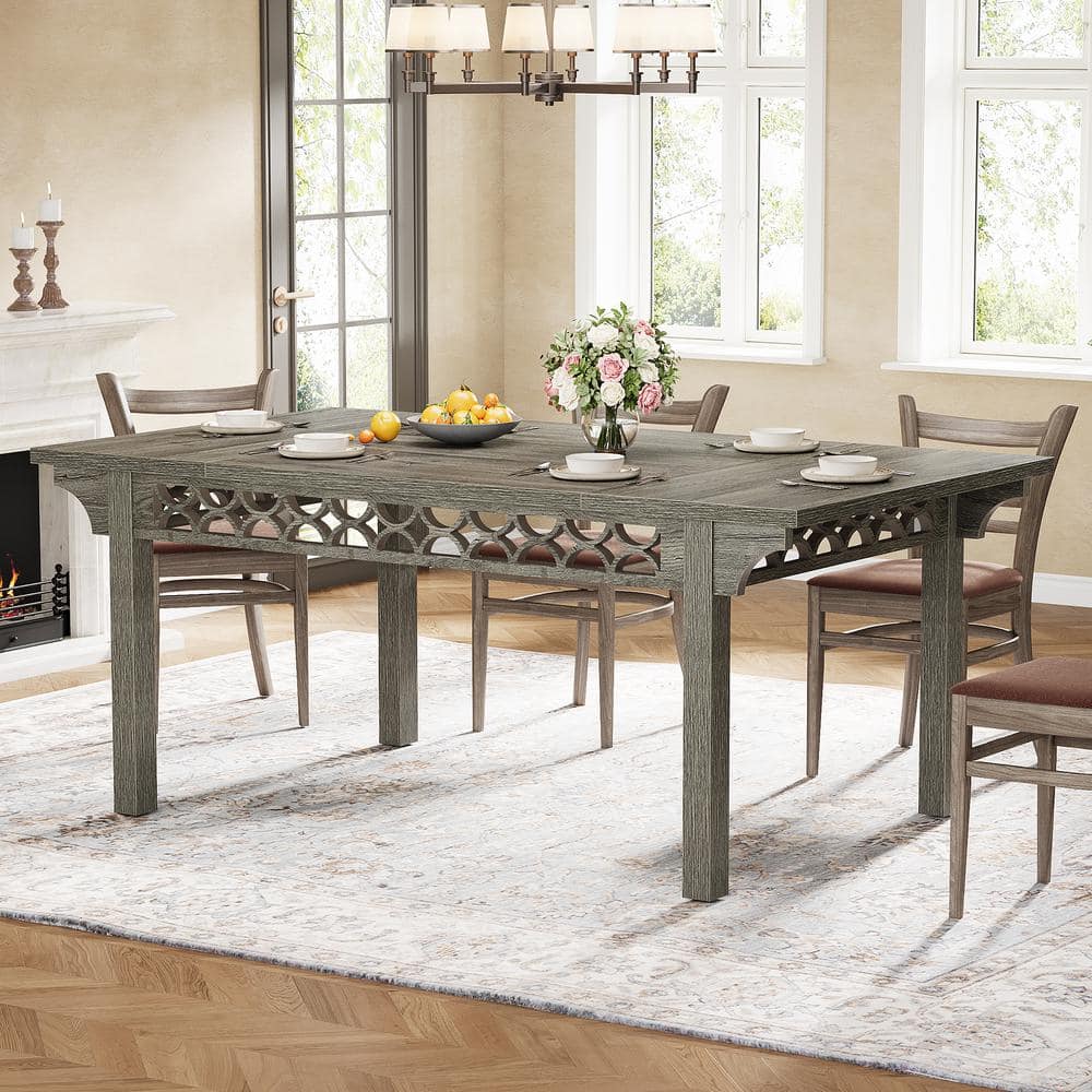 TRIBESIGNS WAY TO ORIGIN Halseey 71 in. Farmhouse Gray Wood 4 Legs ...