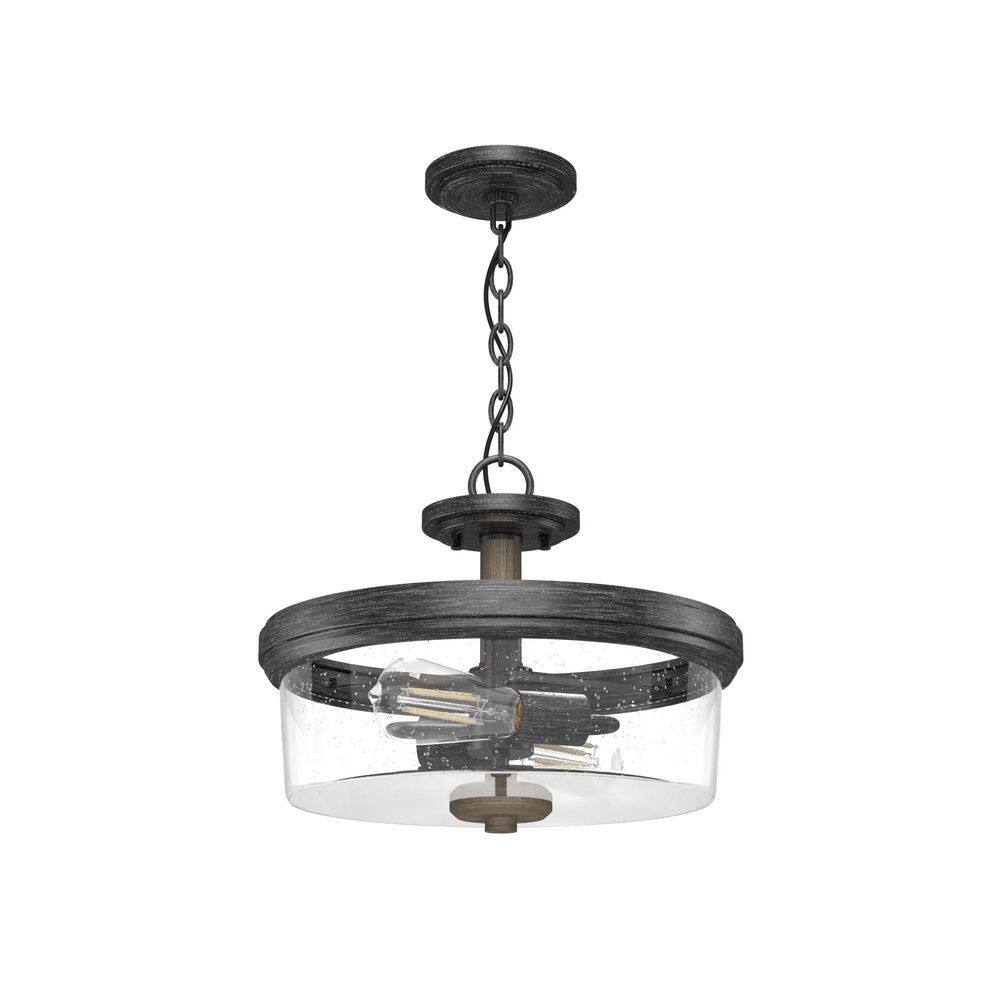Hunter River Mill 15 in. 2-Light Rustic Iron Semi-Flush Mount 19486 ...