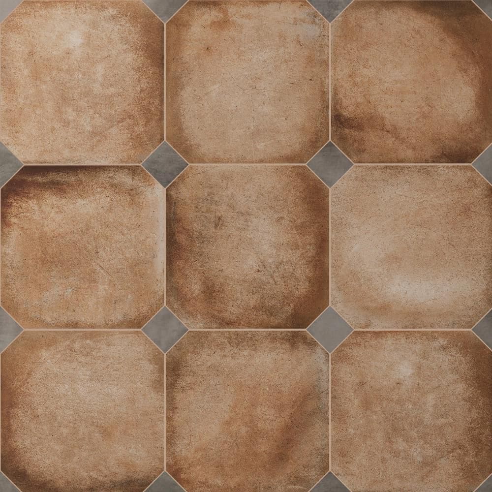 Merola Tile Laverton Octagon Natural with Taco Grafito 8 in. x 8 in ...