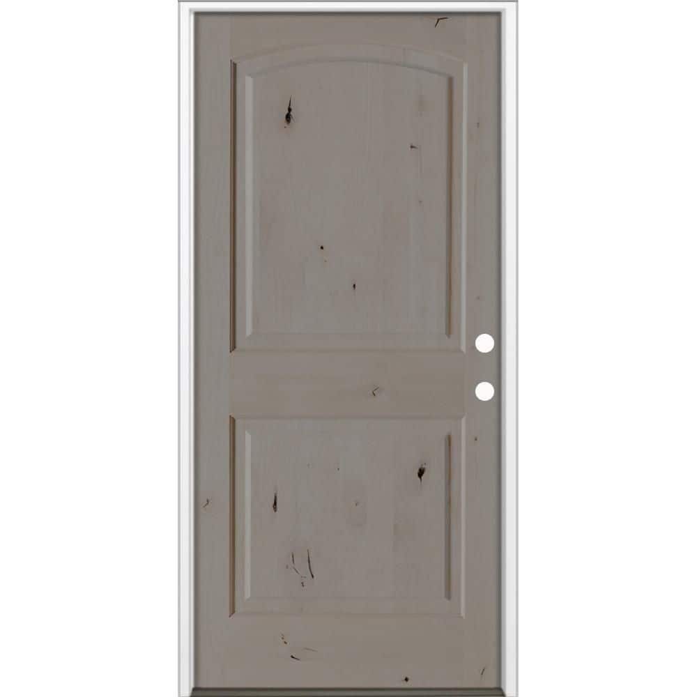 Krosswood Doors 32 in. x 80 in. Rustic Knotty Alder 2-Panel Arch Top ...