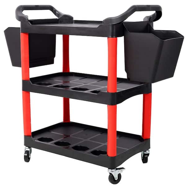32 in. W 3 Tier Rolling Auto Detail Tool Cart With Wheels, With 2pcs ...