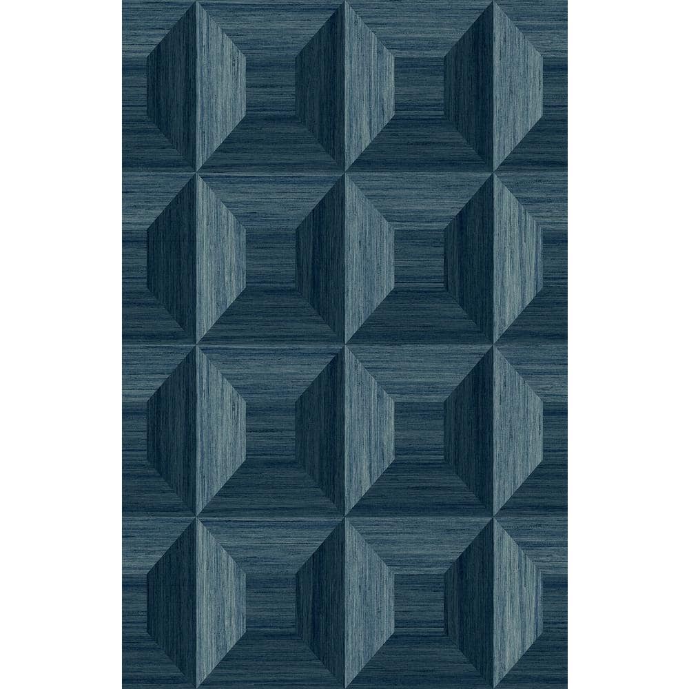 Seabrook Designs Blue Squared Away Geometric Embossed Vinyl Unpasted ...