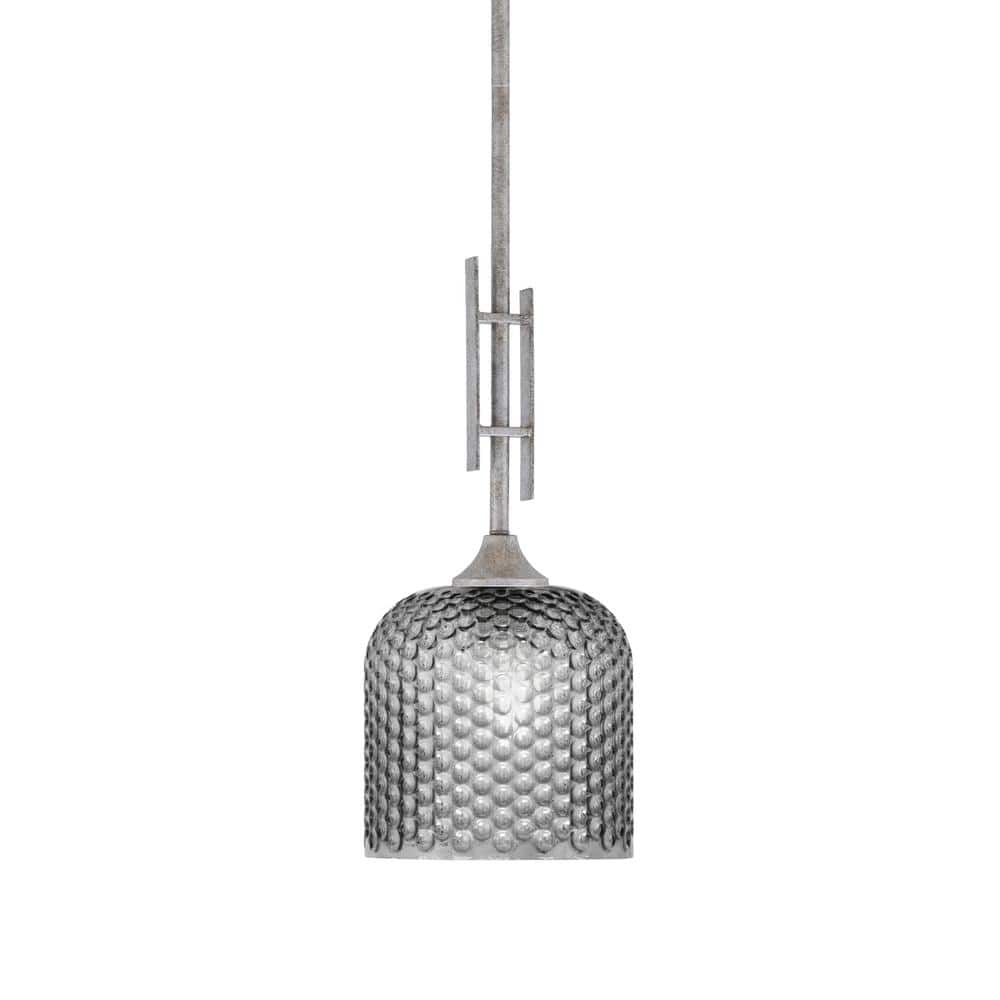 Ontario 60-Watt, 1-Light Aged Silver Stem Hung Mini Pendant Light with ...