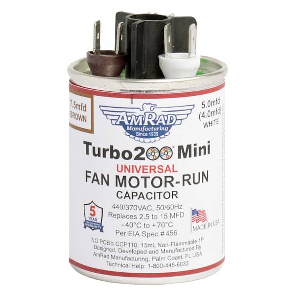 Turbo 200 Mini Capacitor, 2.5-12.5 MFD, 370/440 VAC TURBO 200 MINI ...