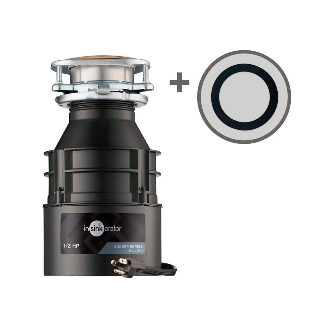 InSinkErator Badger 5, 1/2 HP Continuous Feed Kitchen Garbage Disposal ...