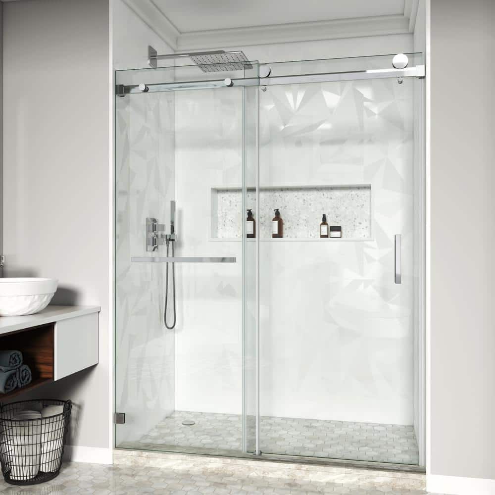 MOHALEN 56-60.5 in. W x 76 in. H Single Sliding Frameless Shower Door ...