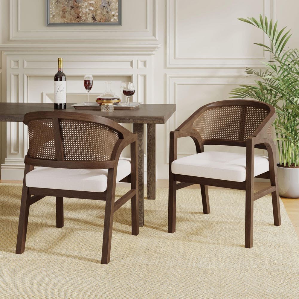 Harper & Bright Designs High-end Lines Walnut Color Solid Wood Frame ...