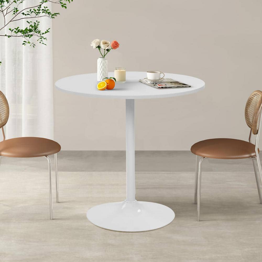 Homy Casa Clift Chic Round-Top Modern White Wood 31.5 in. Sturdy ...