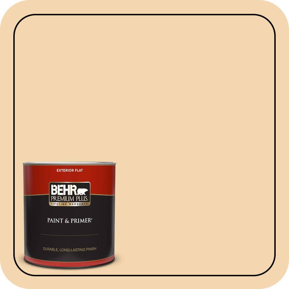 BEHR PREMIUM PLUS 1 Qt. #M270-3 Cream Custard Flat Exterior Paint ...