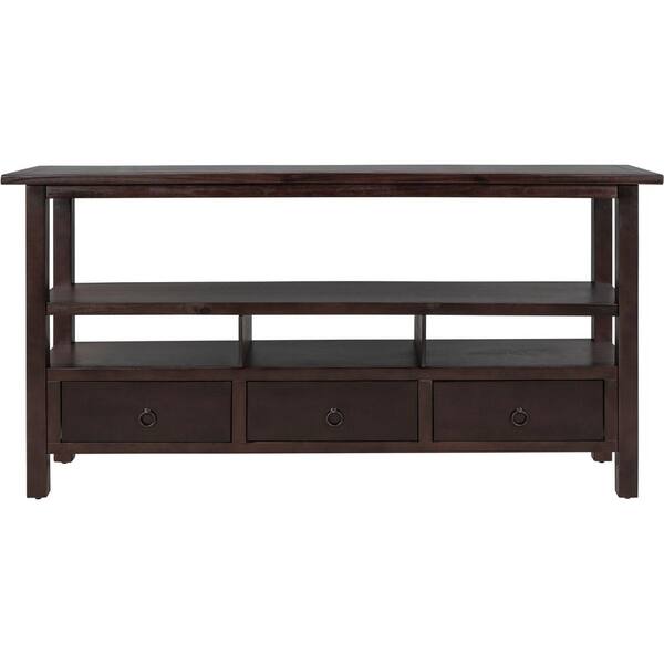 Utopia 4niture Fiona 57.80 in. Espresso Rectangle Wood Console Table ...