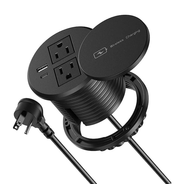 Ahfiwaso 1-Outlet AC 20-Watt Desktop Power Grommet with 2-USB Ports and ...