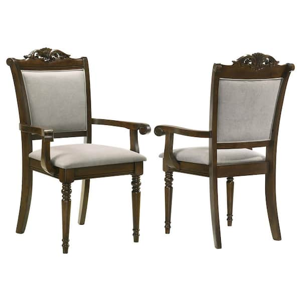 Coaster Willowbrook Chestnut and Gray Upholstered Dining Armchair (Set ...
