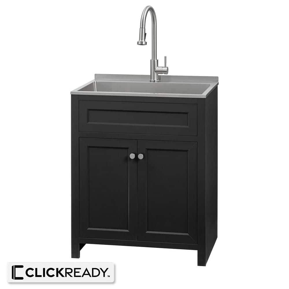 Glacier Bay 28 in. W Drop-In Laundry Sink with Faucet and Ready to ...