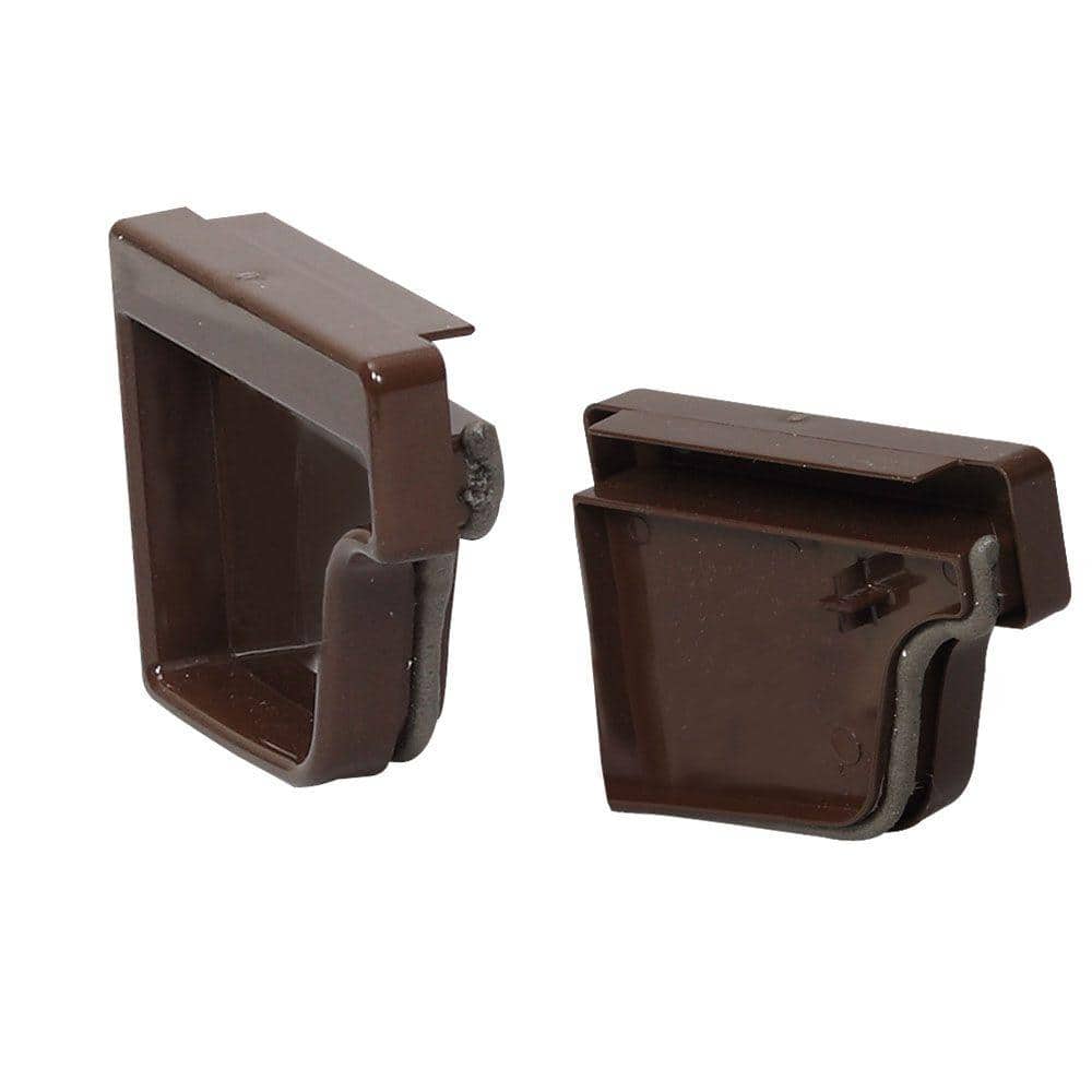 Amerimax Home Products 5 in. Brown Vinyl K-Style End Cap Set M1611 ...