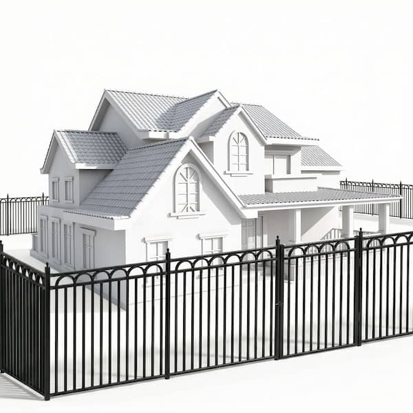 ALEKO 8 ft. x 6 ft. Each 8-Panel Steel Fence Kit - Curved Top Style ...