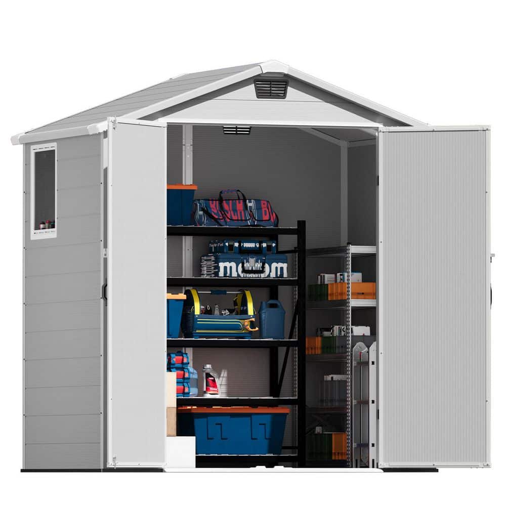 Patiowell Classics 6 ft. W x 4 ft. D Outdoor Storage Gray Plastic Shed ...