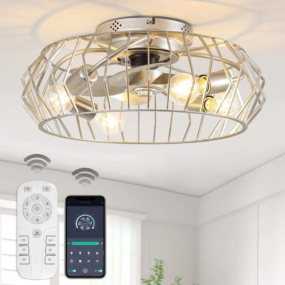 matrix decor 19.7 in. Indoor 4-Light Antique Silver Fandelier Flush ...