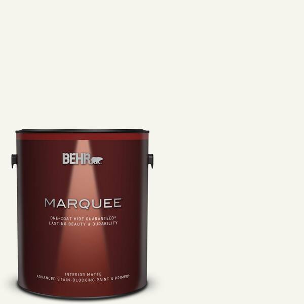 BEHR MARQUEE 1 gal. #75 Polar Bear Matte Interior Paint and Primer ...