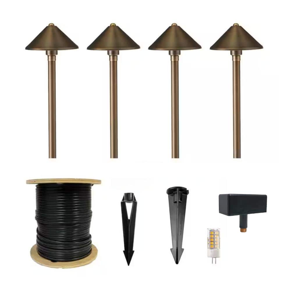 VOLT Low Voltage Cast Brass Conehead Bronze Path Light Expansion Kit (4 ...