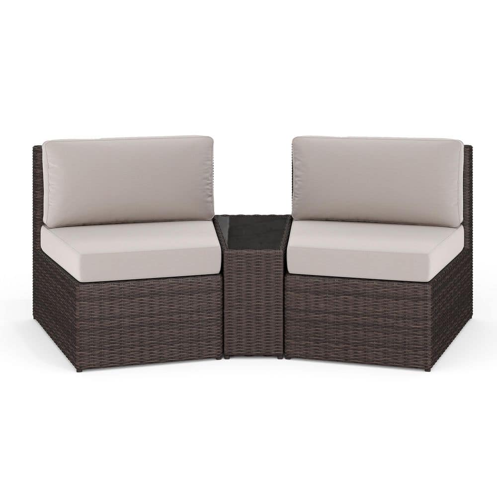 MARTHA STEWART Bedford Brown 3-Piece Rattan Wicker Patio Conversation ...