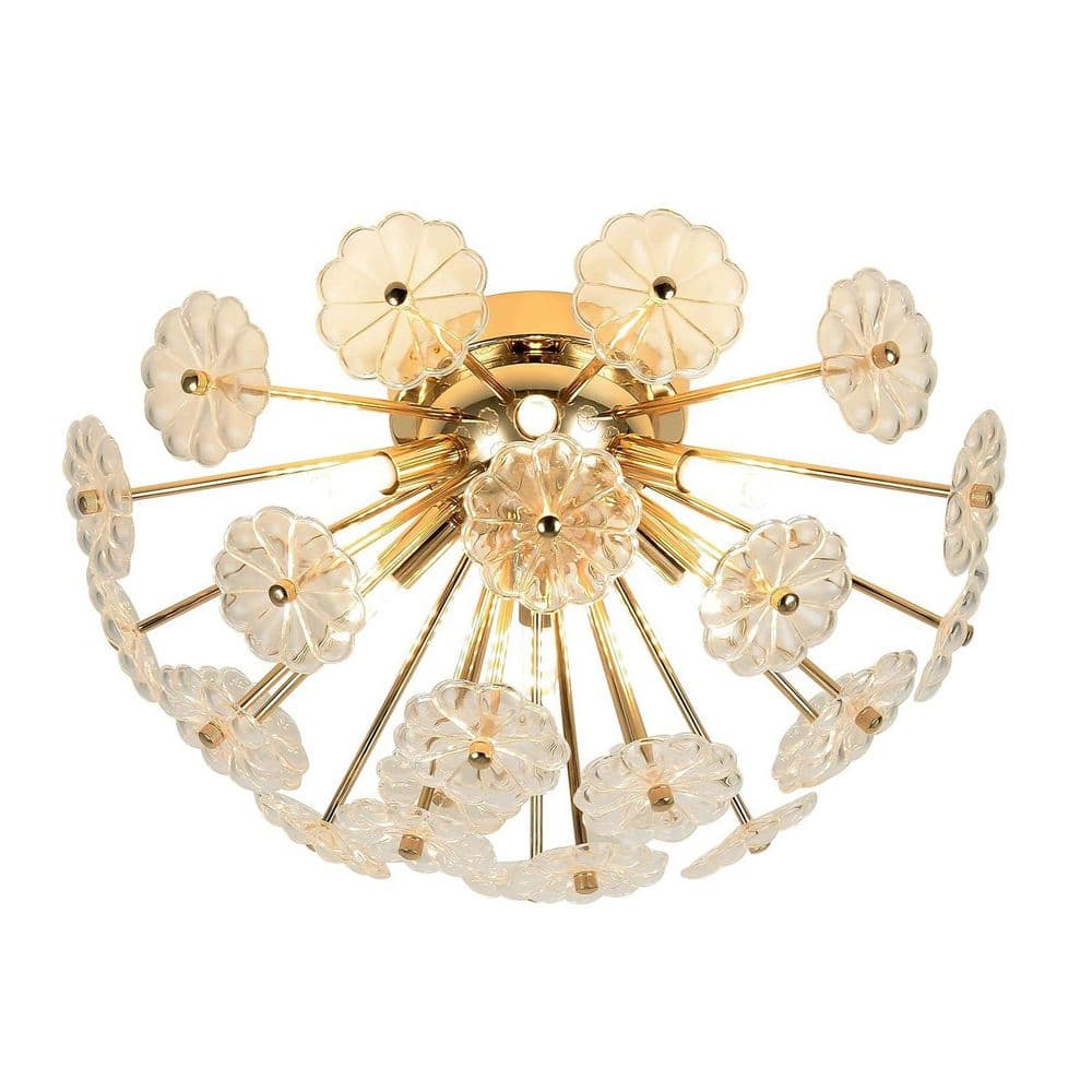 Tatahance 19.7 in. 6-light Modern Gold Enabled Flush Mount Ceiling ...