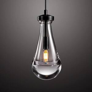 Oaks Aura Brillio 1-Light Matte Black Elegant 6.7 in. Crystal Pendant ...