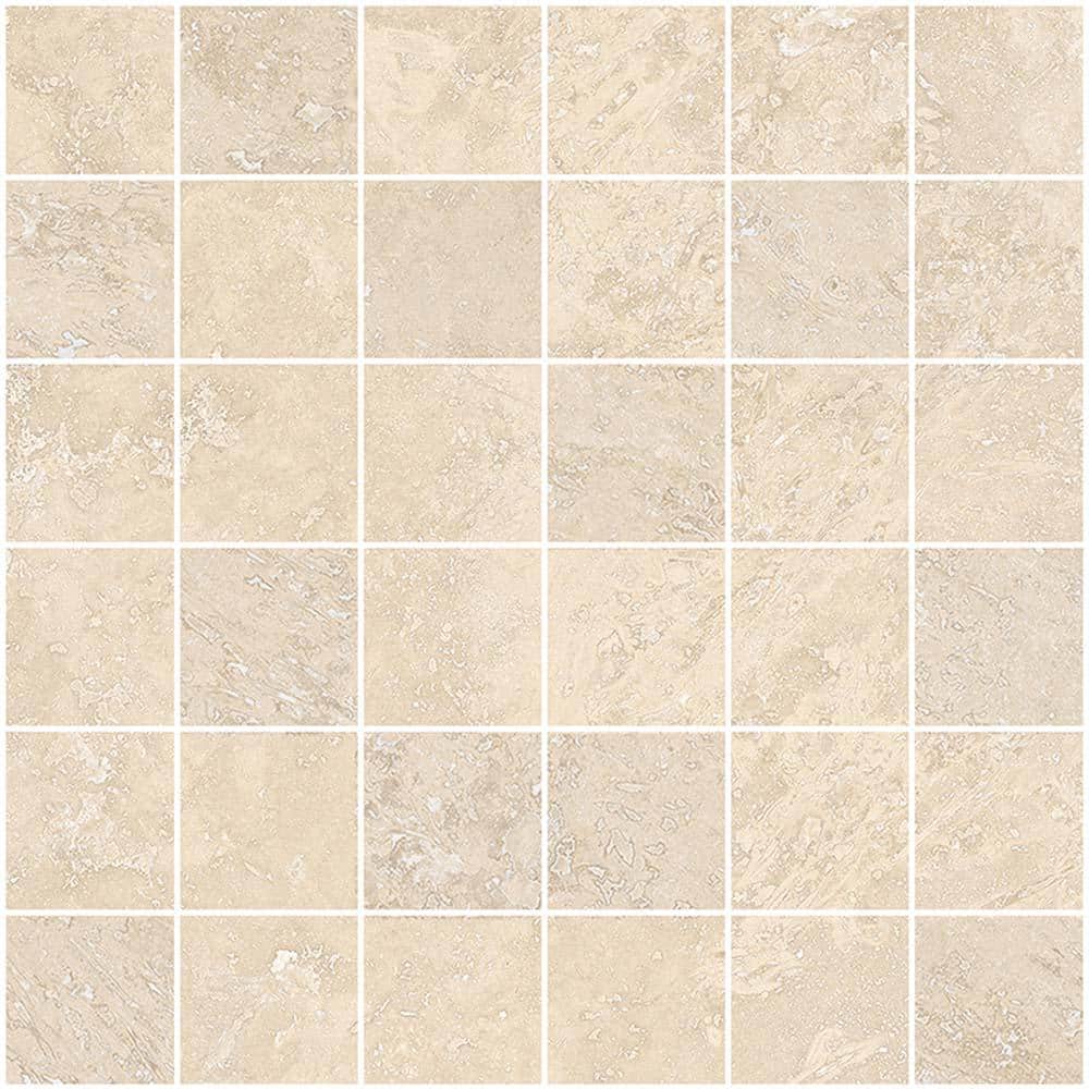 Apollo Tile Splendor 4 in. x 0.41 in. Polished Beige Porcelain Mosaic ...