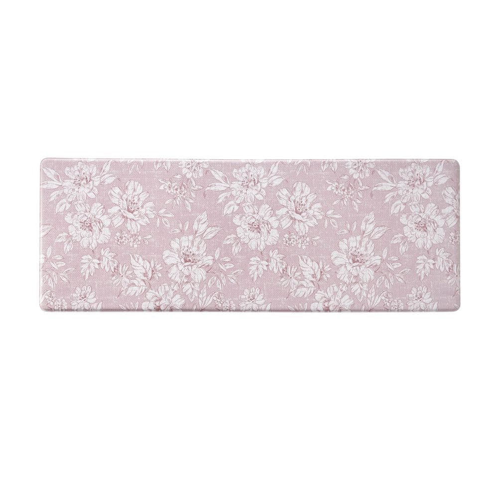 Laura Ashley Pink Iris Floral 17.5 in. x 48 in. Anti-Fatigue Wellness ...