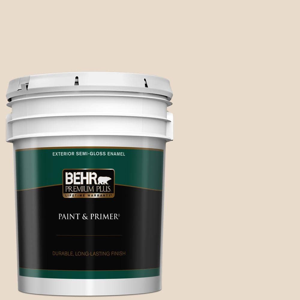 BEHR PREMIUM PLUS 5 gal. #N240-1 Cascade Beige Semi-Gloss Enamel ...