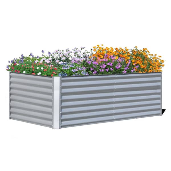 Coporesell 6 x 3 x 1 ft. Silver Metal Galvanized Rectangular Outdoor ...