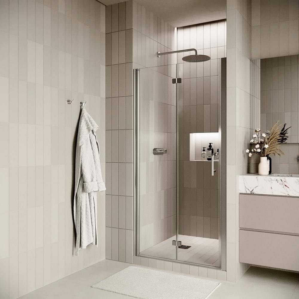 Streamline Ausa 36 in. W x 72 in. H Bi-Fold Shower Door, CrystalTech ...