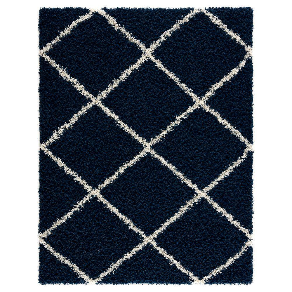 Reviews for MSRUGS Moon Trellis Shaggy Navy 5 ft. x 7 ft. Polypropylene ...