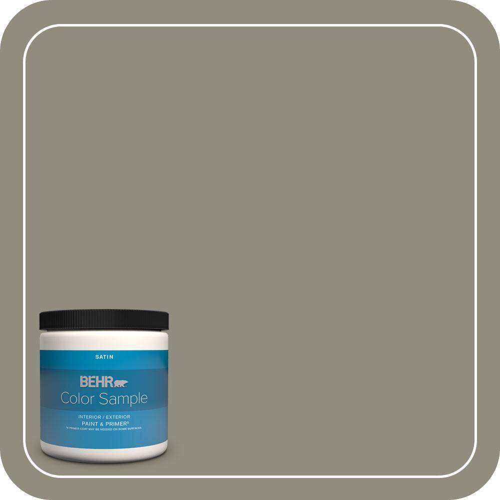 BEHR PREMIUM PLUS 8 oz. #MQ6-25 Pavement Gray Satin Enamel Interior ...