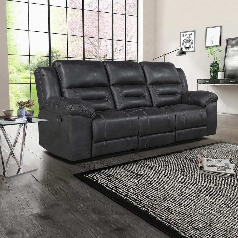 Lazzara Calla 91.5 in. W Pillow Top Arm Microfiber Rectangle 3-Piece ...