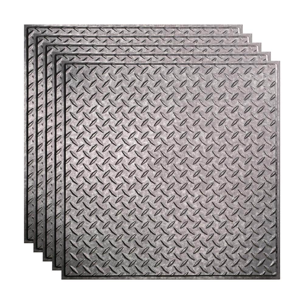 Fasade Diamond Plate 2 ft. x 2 ft. Galvanized Steel Lay-In Vinyl ...