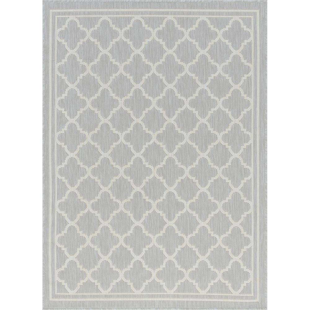 Tayse Rugs Eco Geometric Gray 9 ft. x 12 ft. Indoor/Outdoor Area Rug ...
