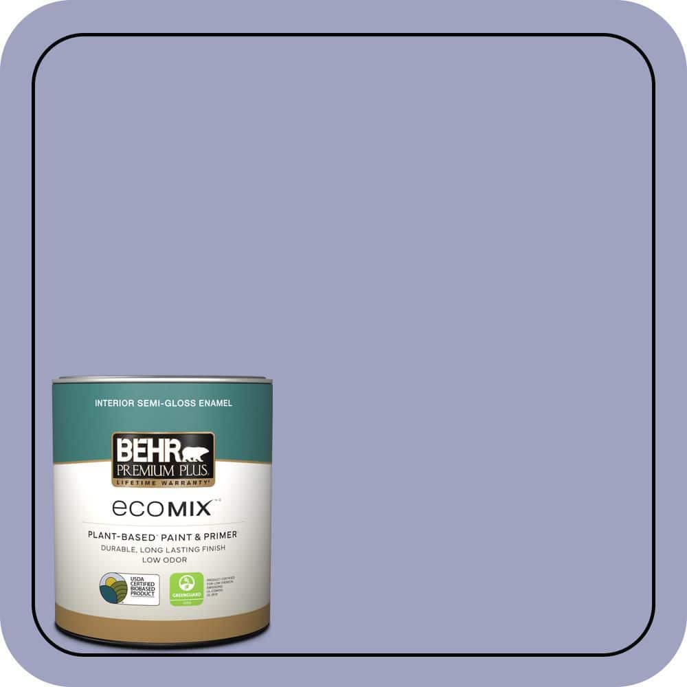 BEHR PREMIUM PLUS 1 qt. #630D-4 Ruffled Iris Semi-Gloss Enamel EcoMix ...