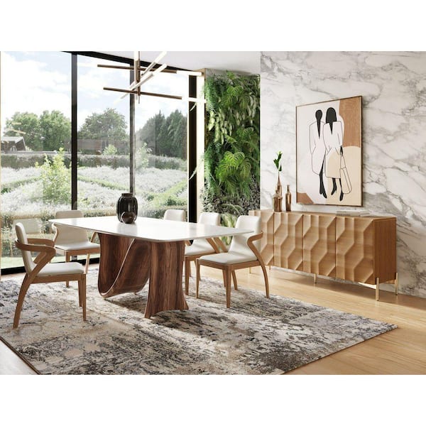 MR MODREST Killeen Gold and Walnut Veneer 70.8 in. Buffet 79228 - The ...